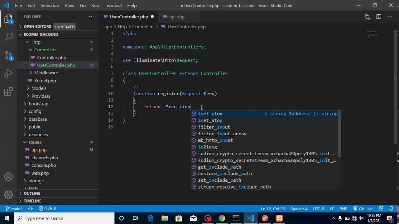 Laravel with React Project # Make sign up API