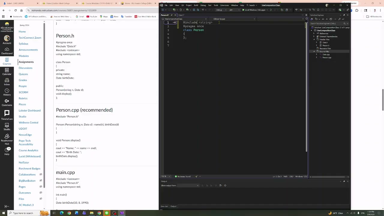 C++ Composition Made Easy: Person Has-a Date Example + GitHub Copilot Demo