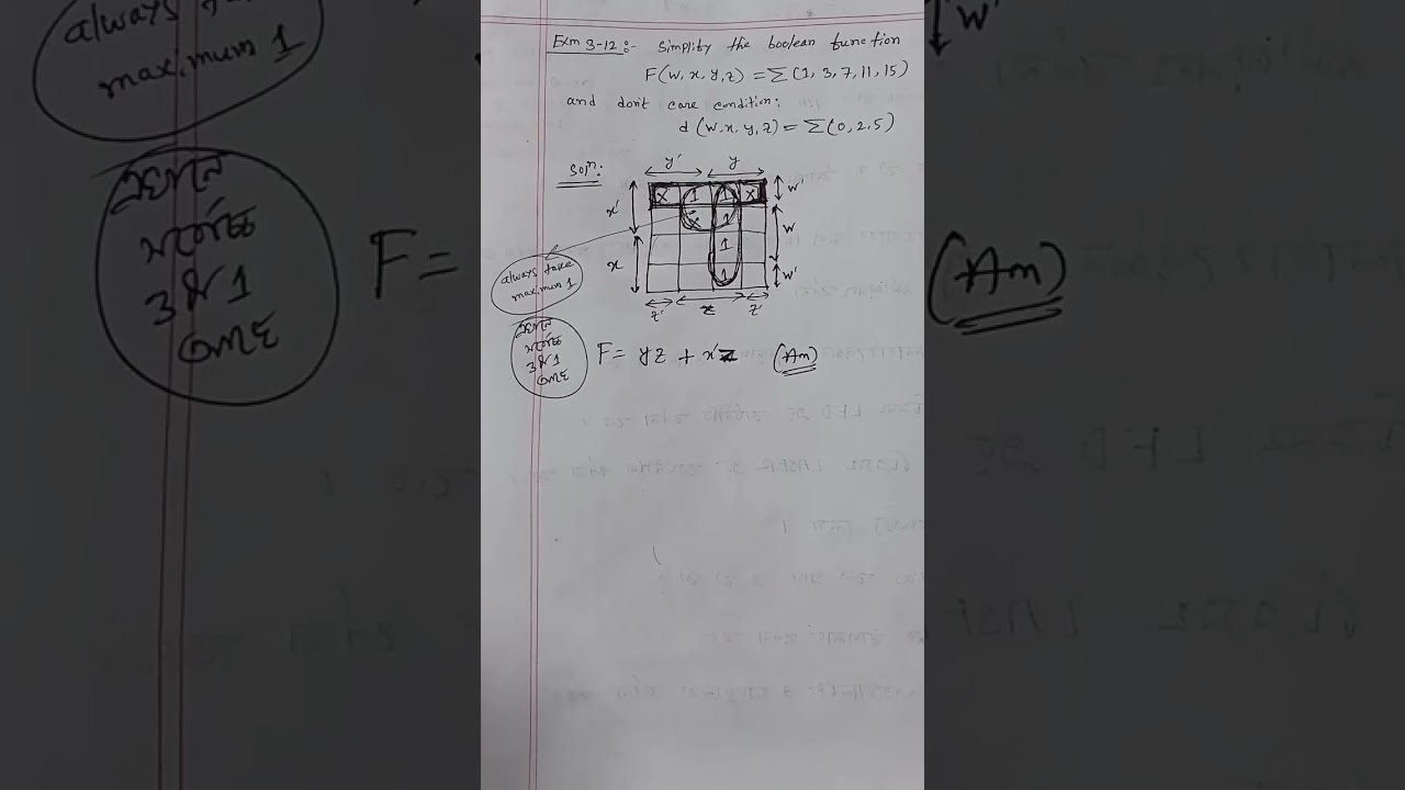 Moris Manno exmple 3.12 (Don't care math)#dontcare #maths #boolean #booleanalgebra #digital