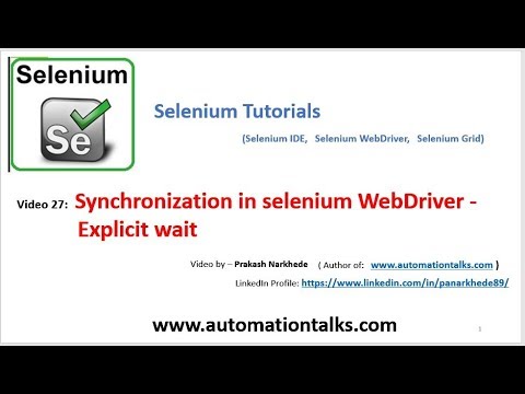 Selenium Video 27 - Synchronization in selenium WebDriver - Explicit wait