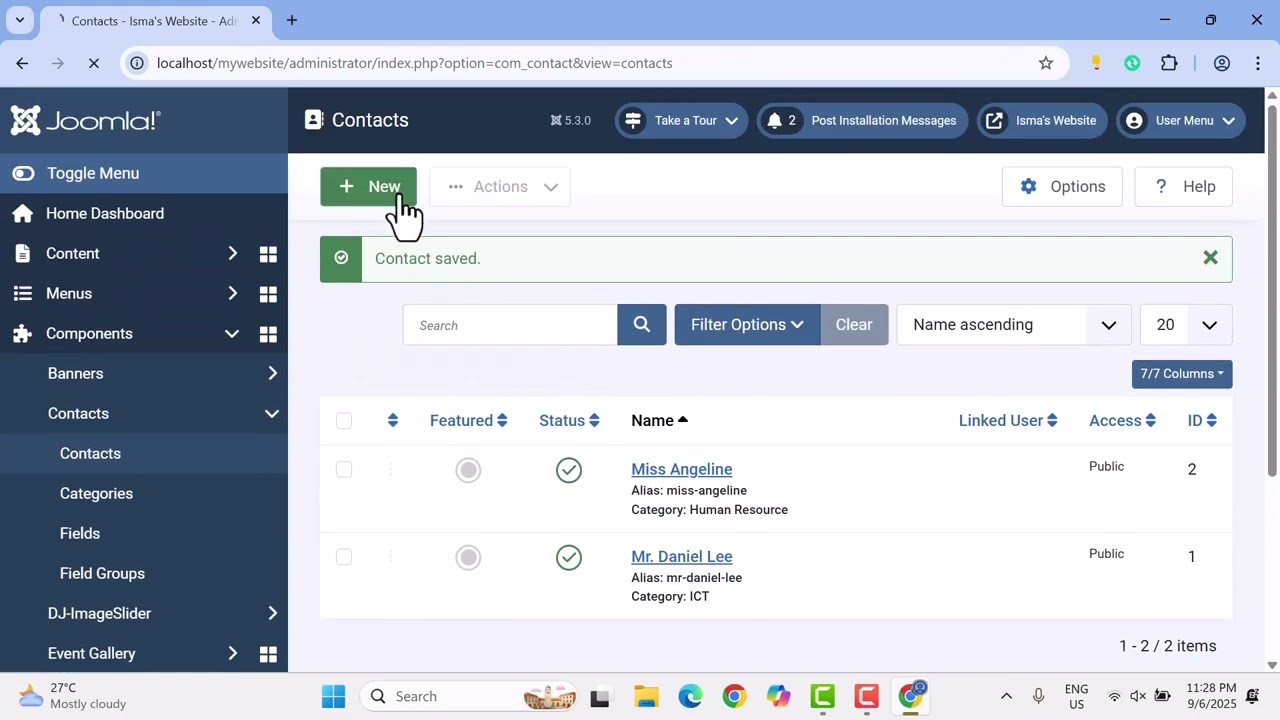 Joomla 5 - Creating Contacts