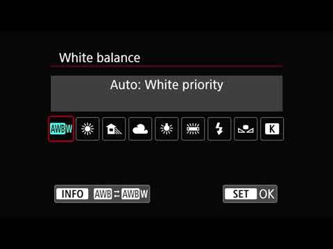 Canon EOS RP Menu Items - Shoot Menu 4 White Balance, WB Bracketing, Color Space, Picture Style