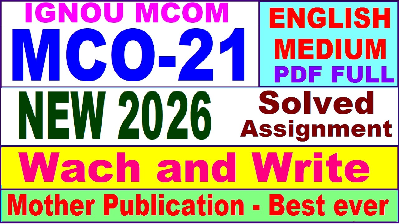 MCO 21 solved assignment 2026 in English || mco 21 solved assignment 2025-26 || ignou mco 021