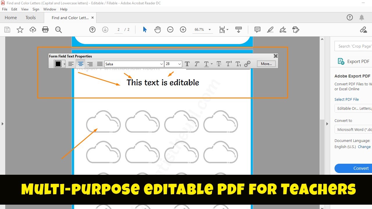 Fillable, Editable and Multi-purpose PDF for Teachers
