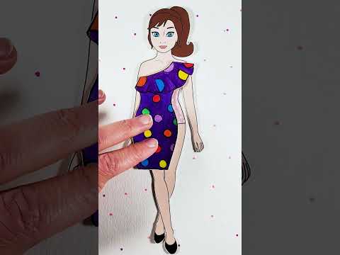 Trying on summer dresses for Paper Dolls 👗#coloring #shorts #paperdolls #fashion