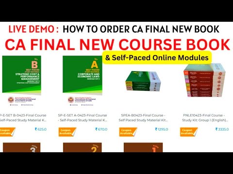 Live Demo:😱How to Order ICAI New Course Books & Self-Paced Module Free ! CDS Portal ! CA Final\ICAI