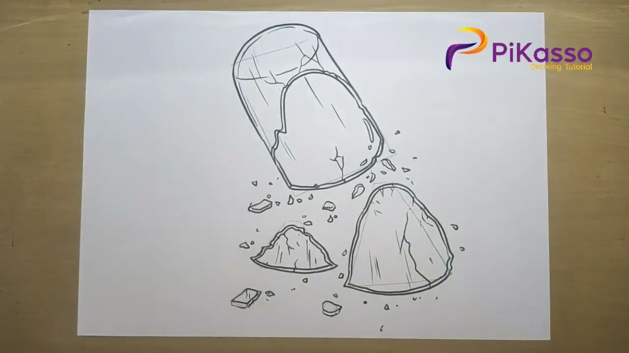 How to Draw a Broken Glass Easy step by step