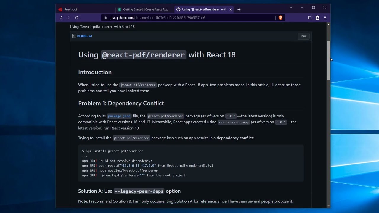 Using @react-pdf/renderer v3.0.1 with React 18
