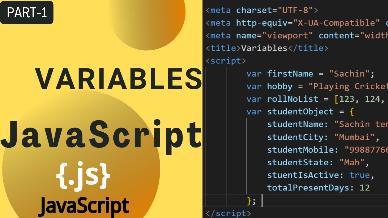Variables in JavaScript | JavaScript Tutorial | JavaScript tutorial for beginners | Part 1