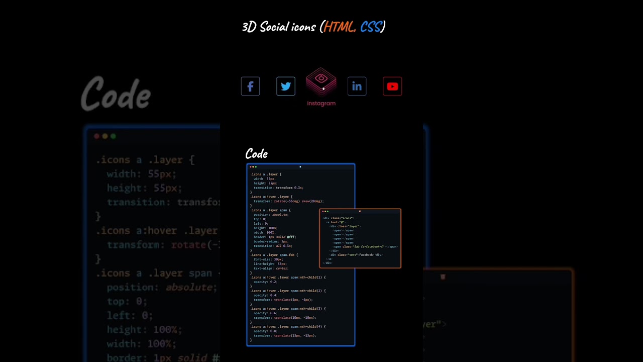 3D social Icons with HTML, CSS & JS. Programming is really fun!🥰🥰🥰 #blinktech #coding
