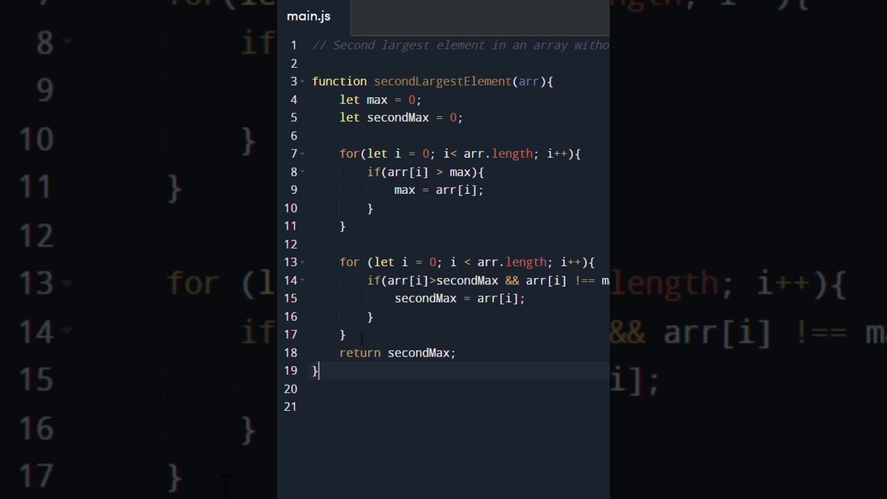 Second largest element in an array without sorting #js #javascript #array #coding #programming