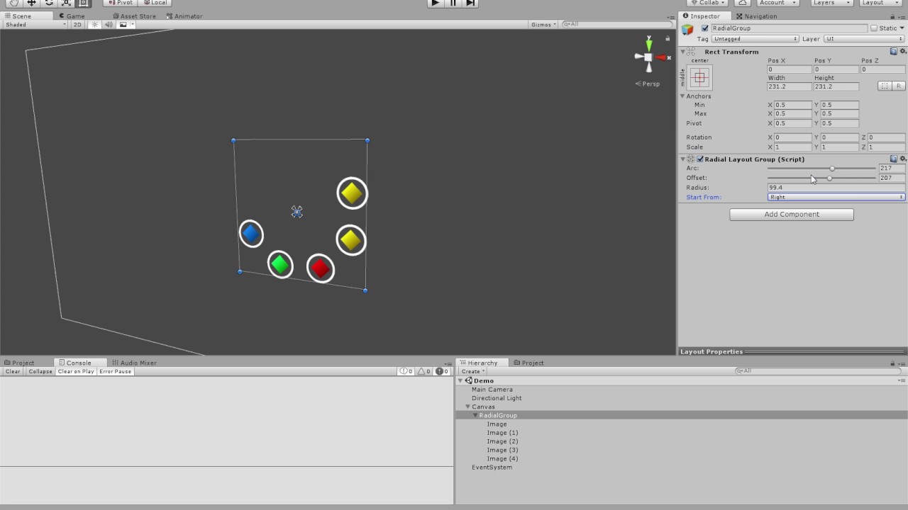Radial Layout Group Demo