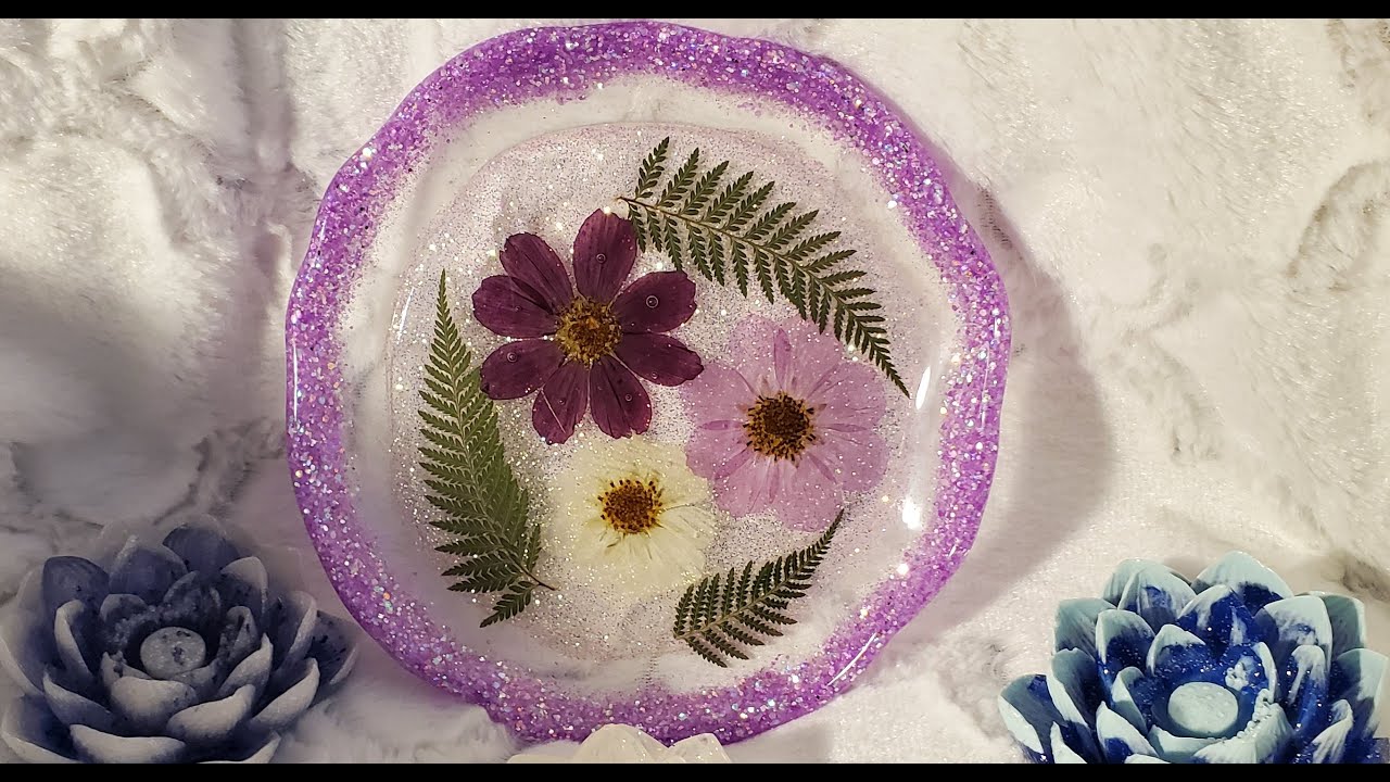 #21-6 Amazing Resin Dish Using Real Flowers #resinmold #fluidart #KSresin #usingrealflowersinresin