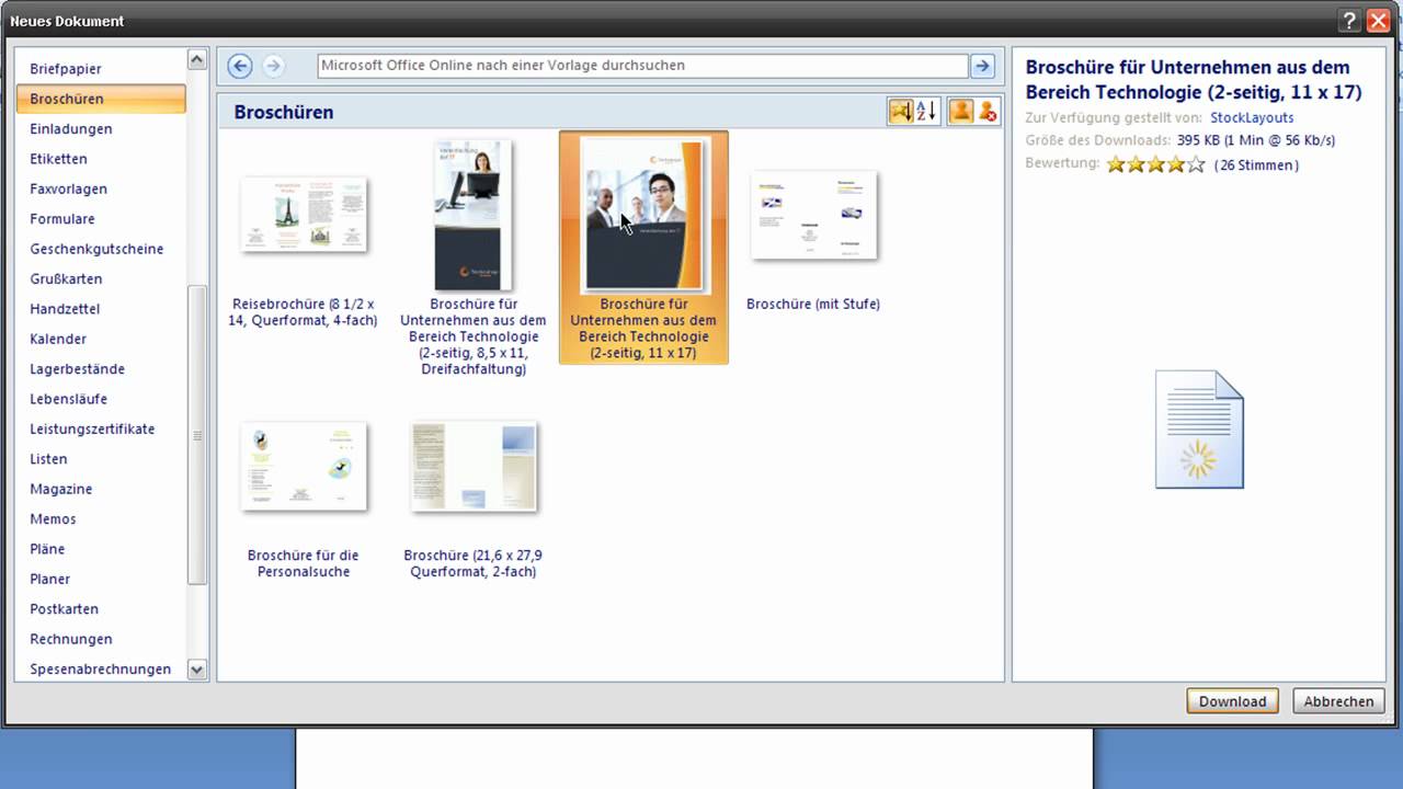 Word 2007 - Office Online Vorlagen verwenden