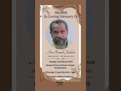 Ian R. Jackson | Funeral Announcement #ObituariesSVG