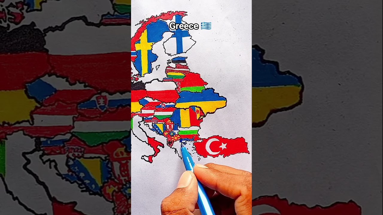 Draw Flag Map of Greece 🇬🇷 #greece #flag