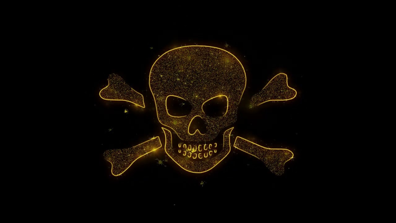 Skull And #Crossbones Icon #Sparks #Particles on Black #Background.