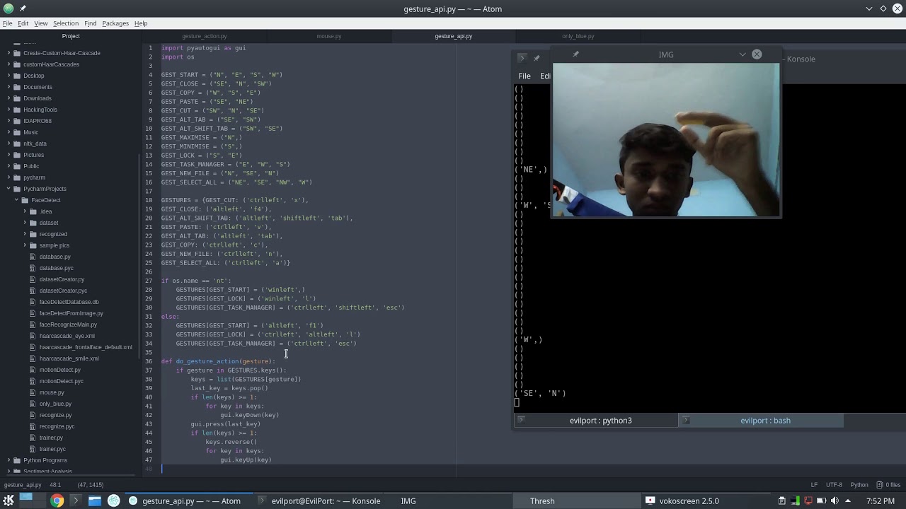 Image Processing Project- Motion Gesture Recognition using OpenCV +Python