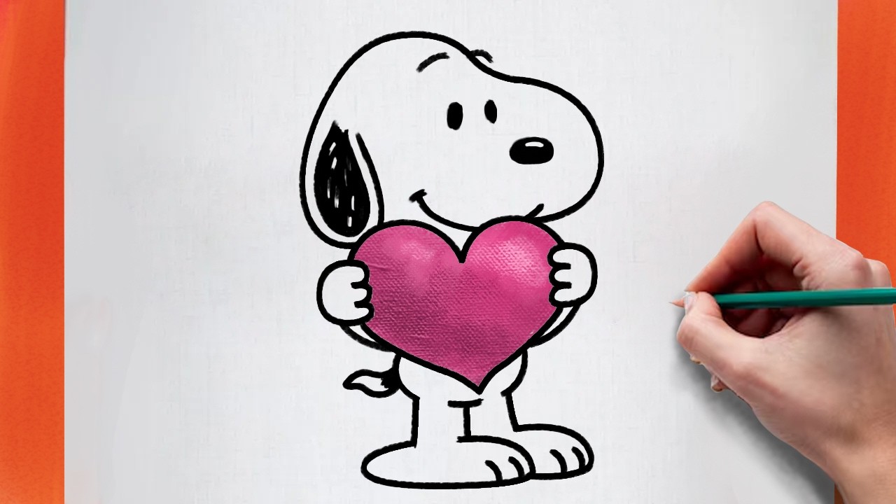 Como dibujar a snoopy con un corazon
