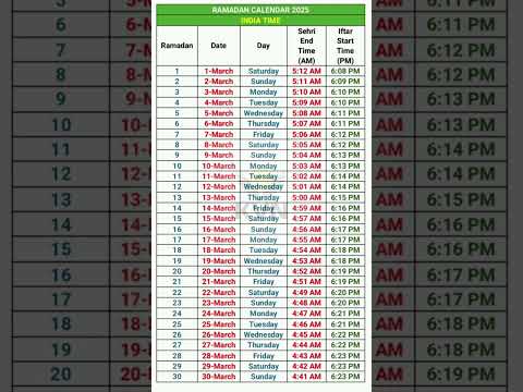 RAMZAN CALENDAR 2025 | RAMADAN CALENDAR | RAMZAN TIMETABLE #ramadan #ramzan #eidmubarak #islamic