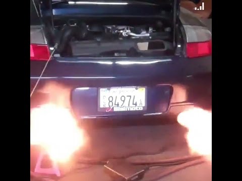 Bisimoto Porsche 996 twin turbo antilag test, with AEM Infinity