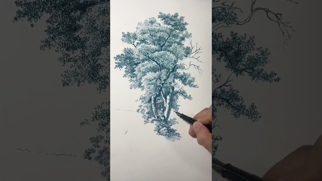 Fountain Pen Drawing – Rainy Streets in Ink and Silence #art #painting #drawing