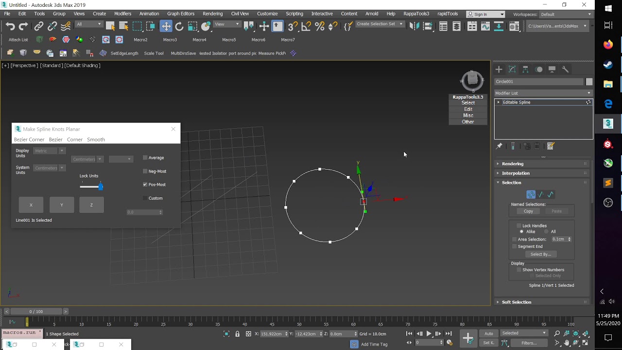 Maxscript Make Spline Knots Planar