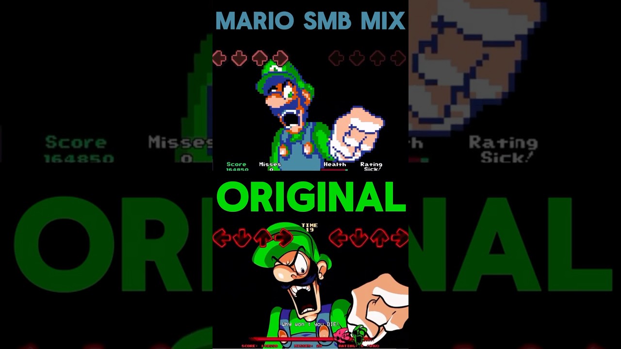 FNF Mario’s Madness Oh God No Mario SMB Mix VS Original Animation Comparison!