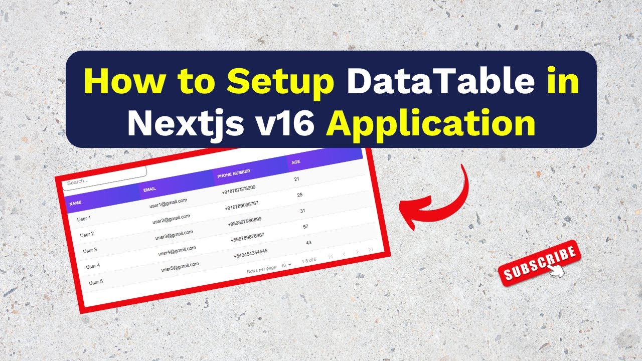How to Setup DataTable in Nextjs v16 Tutorial || DataTable with Nextjs