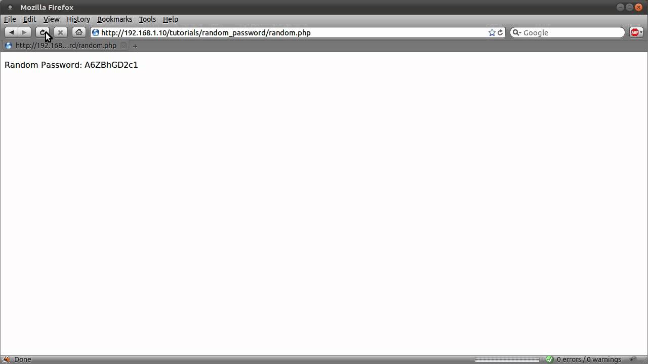 PHP Tutorial: Random Password Generator [part 00]