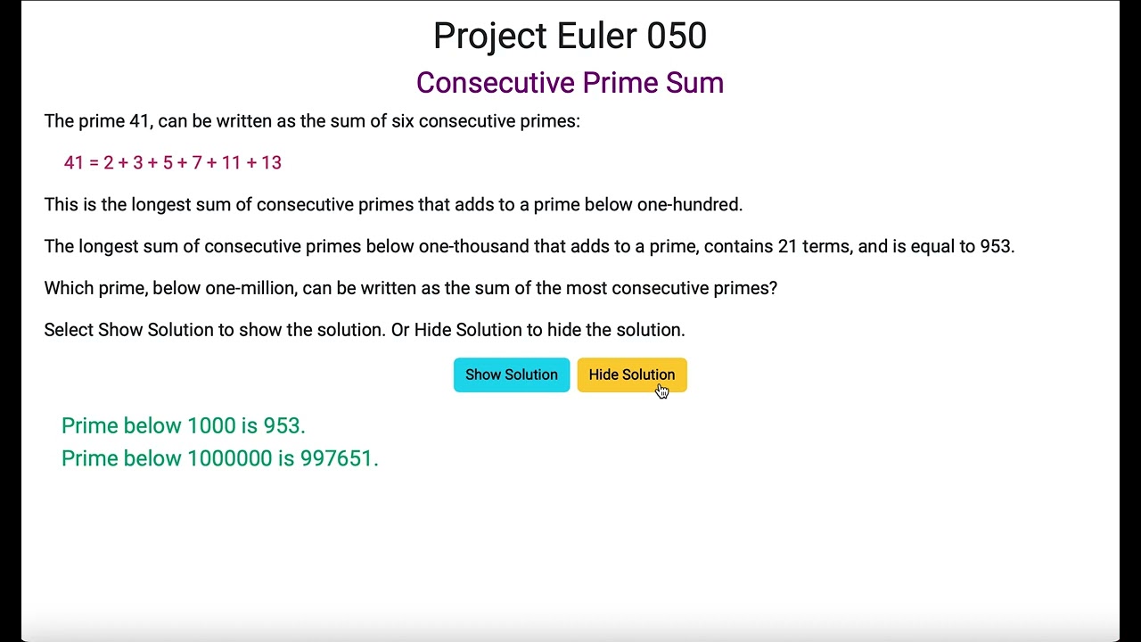 Project Euler 050 - Consecutive Prime Sum
