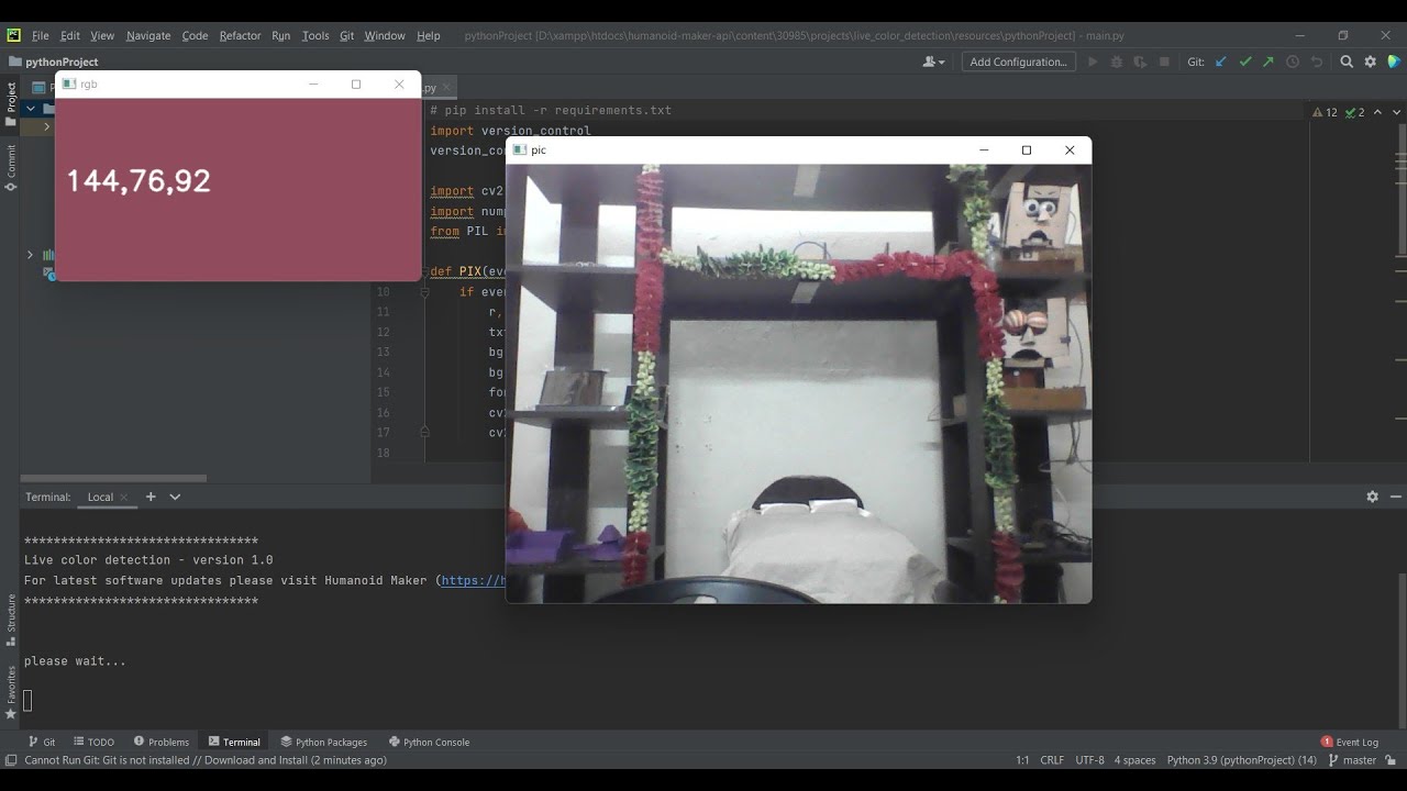 Live color detection | Python programming