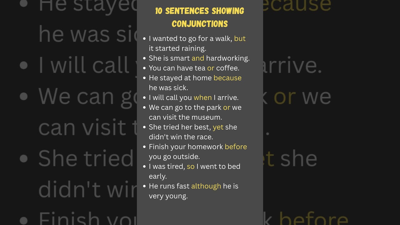 10 Example Sentences Using Conjunctions | Easy English Grammar for Beginners