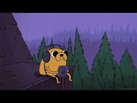 Jake Listening To Music In The Rain - Adventure Time [ Live Wallpaper ]