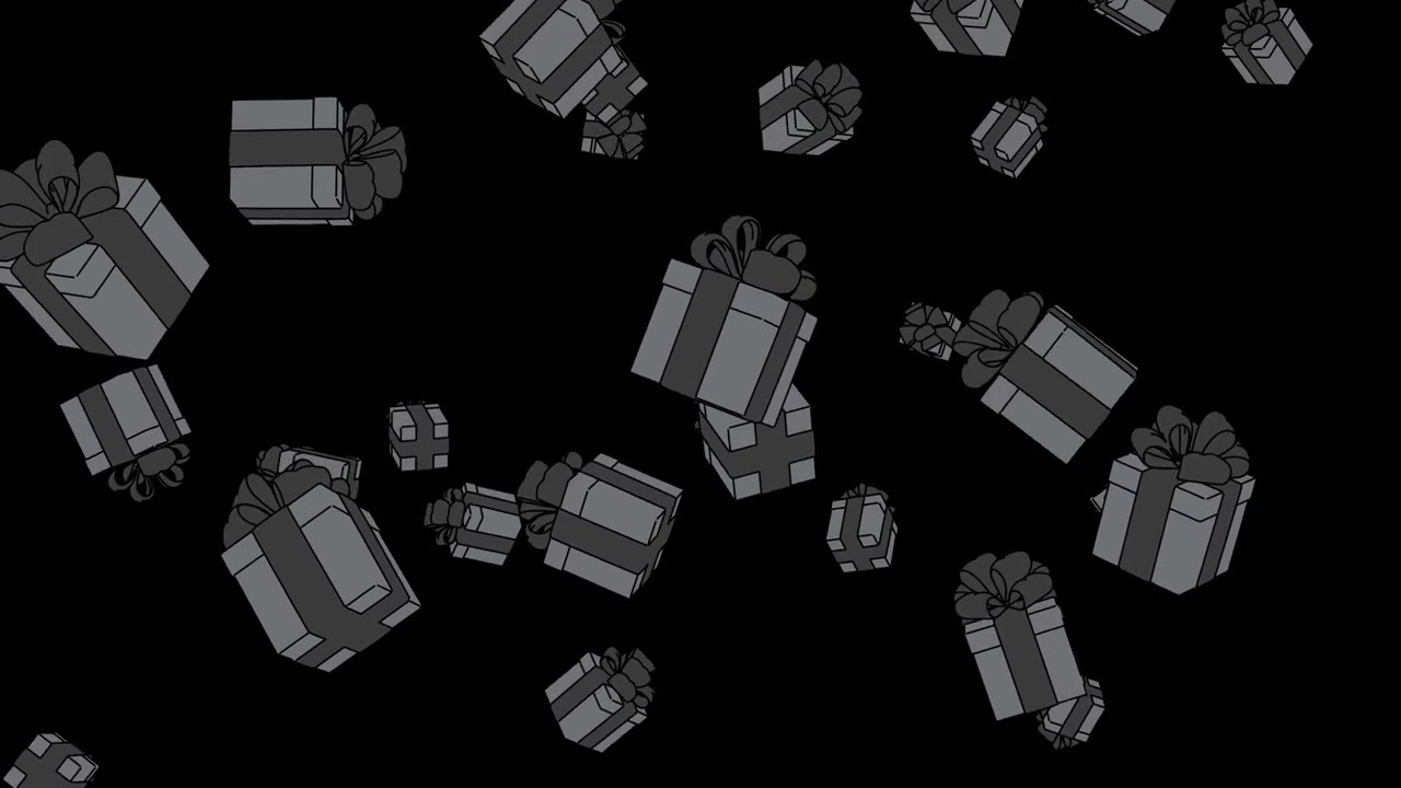 [1 hour]Toon Black Gift Boxes with Black Ribbon - Background/Screensaver[4K][No Sound]