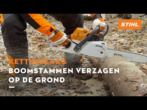 Boomstammen verzagen op de grond - STIHL Kettingzagen