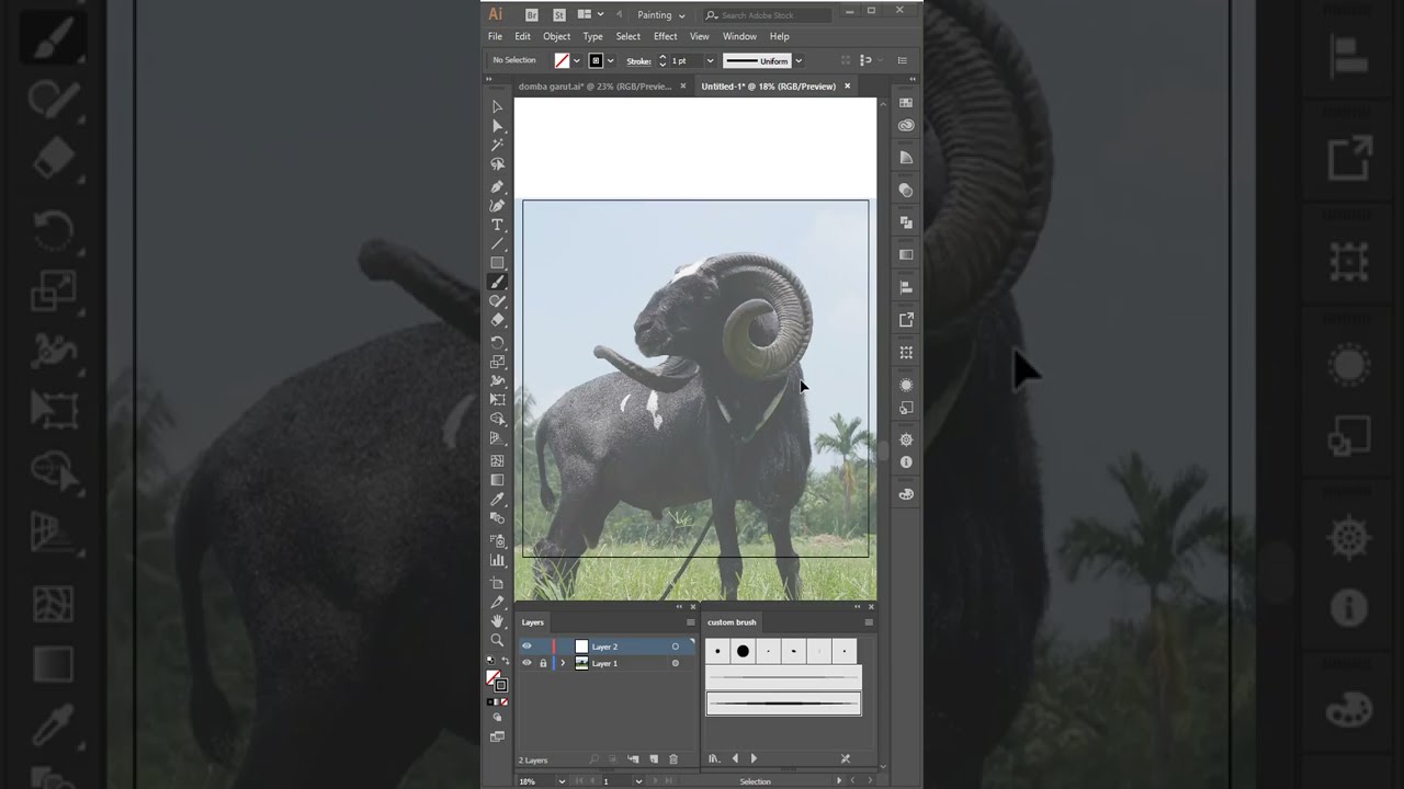 Goat Vector Art Illustrator line Art Tutorials