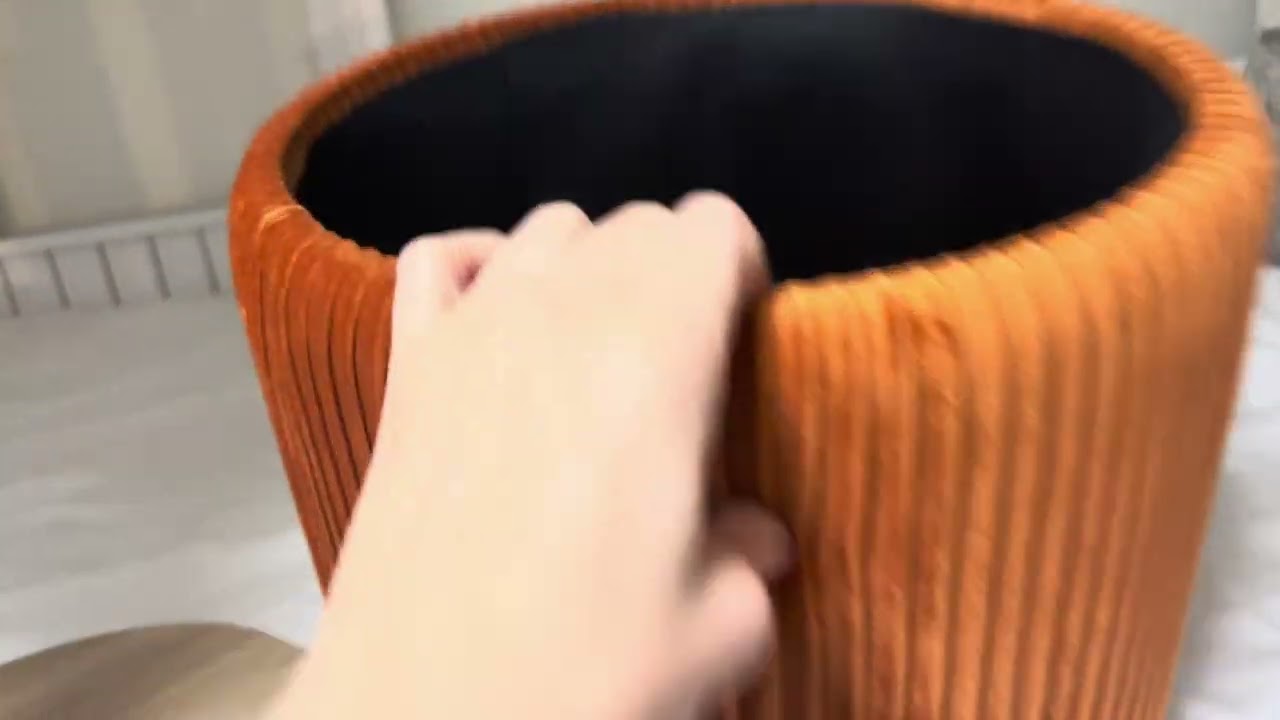 Review of Orange Round Storage Ottoman Set of 2, Large Velvet Ottoman with Storage #amazonfinds