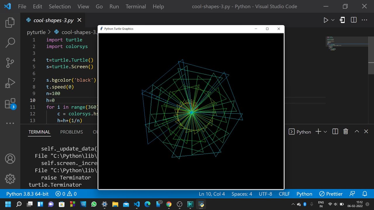 Python Turtle Graphics - 10 | Cool Shape Drawing | Python Turtle Coding Video |