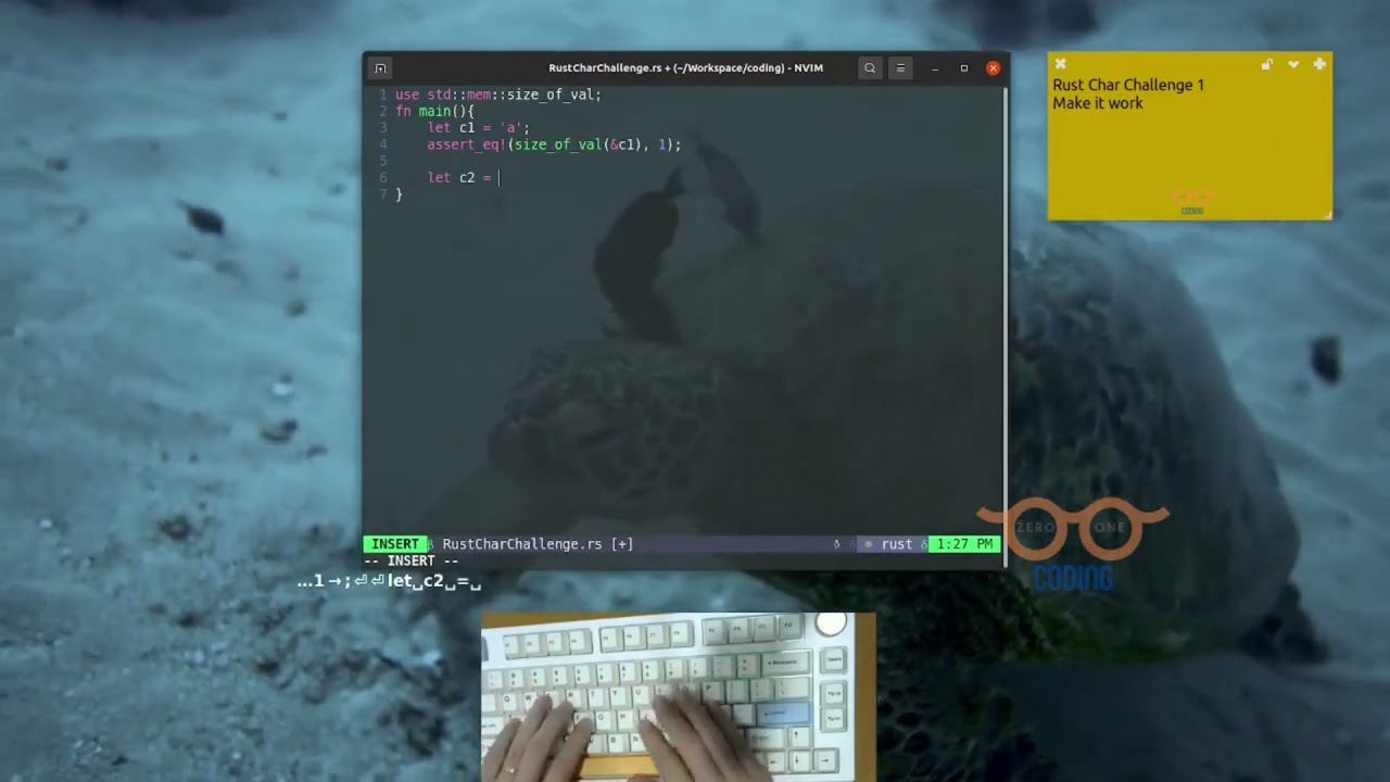 Learning Rust Programming -  Char - Challenge 1 | ASMR Coding