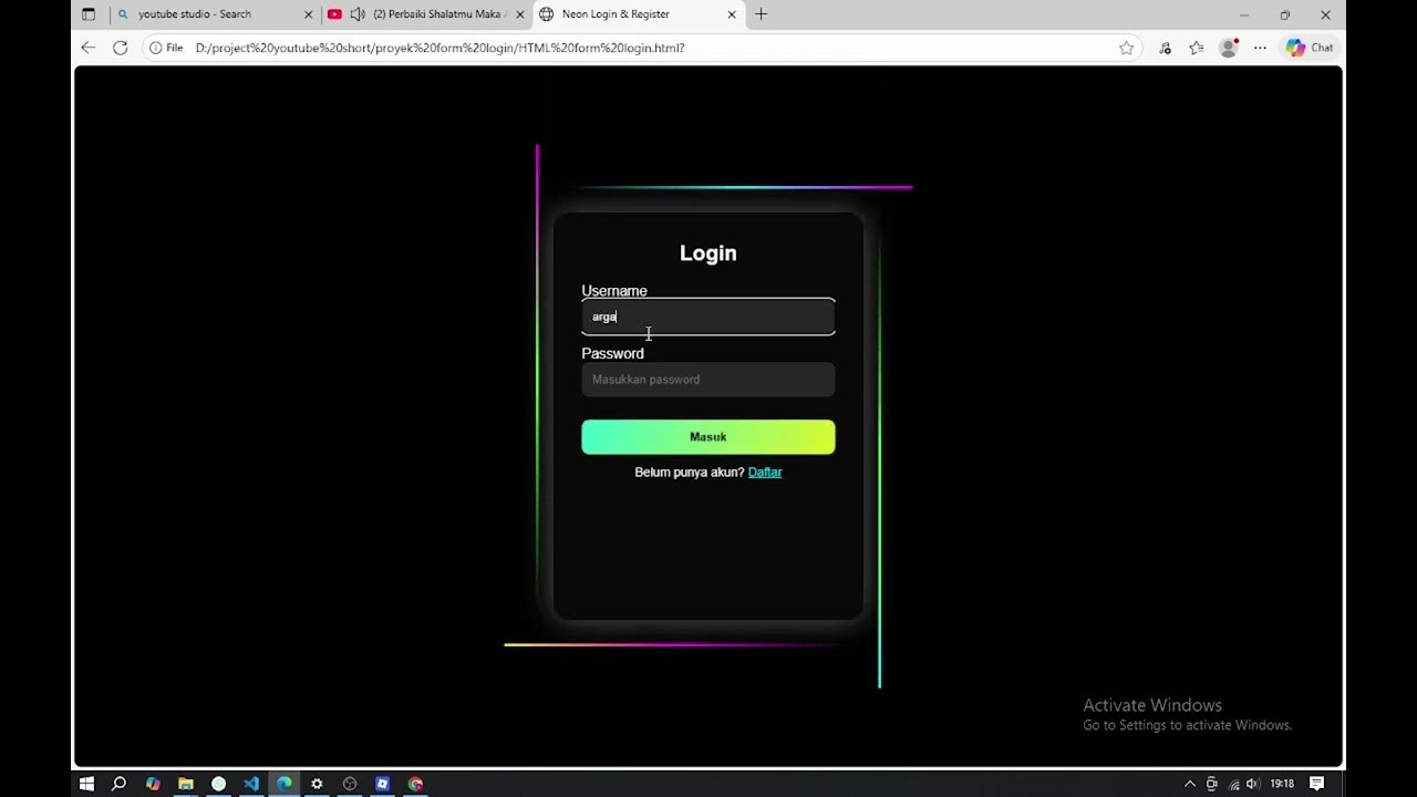 Responsive Animated Login & Register Form using HTML & CSS (Neon Cyber Edition)