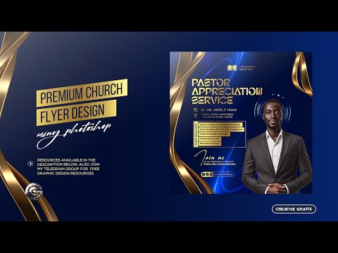 Top Notch Church flyer design in Adobe photoshop |BLUE & GOLD(Premium)