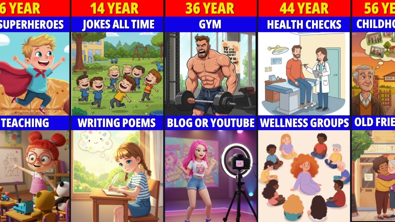 Garis waktu kehidupan Pria vs Wanita | Perbandingan Usia 1 hingga 60 tahun