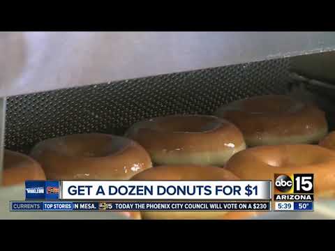 Get one dozen Krispy Kreme donuts for $1
