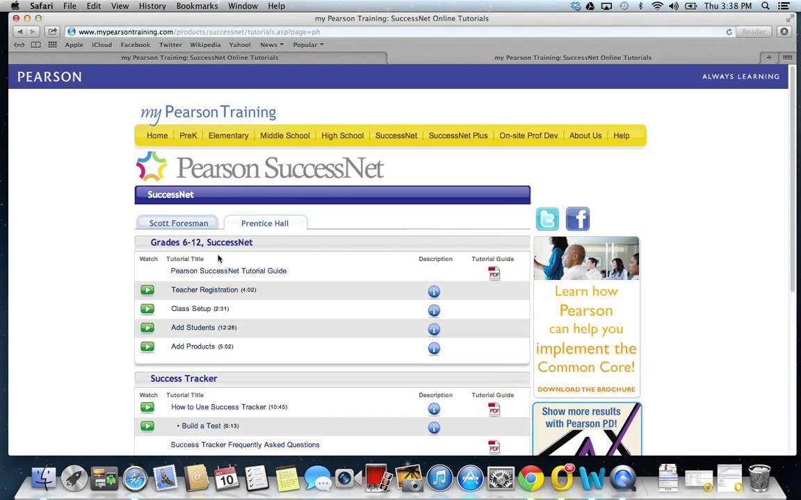 How to Access Pearson Online Tutorials for the Common Core Math Resources