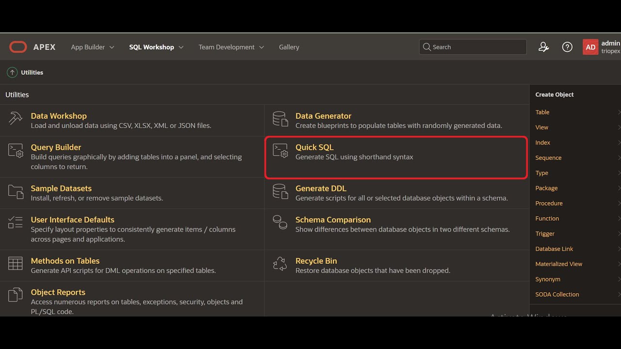 Module 4- SQL Workshop, Quick SQL, Object Browser, SQL Command (Part-2)