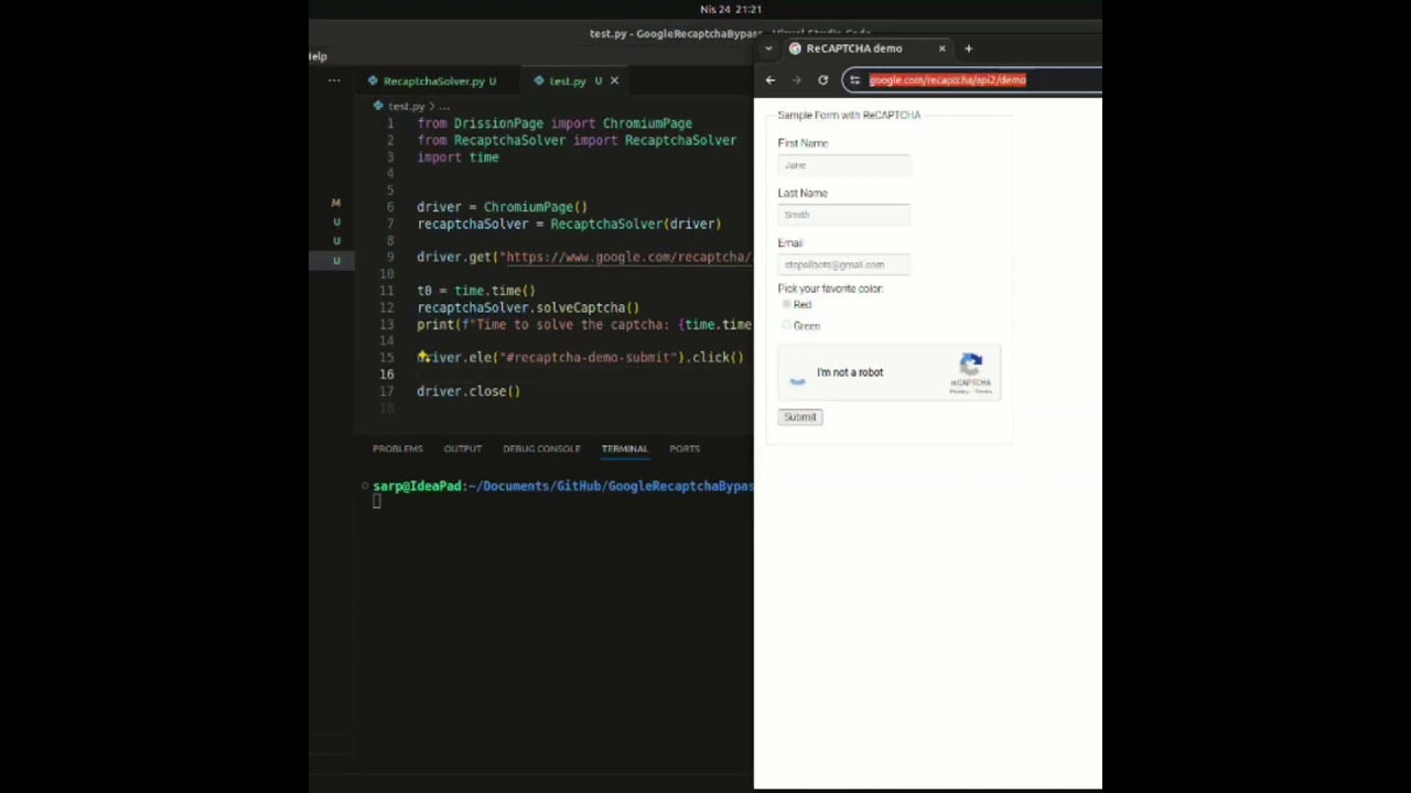 Google reCAPTCHA solution tool #python #ai