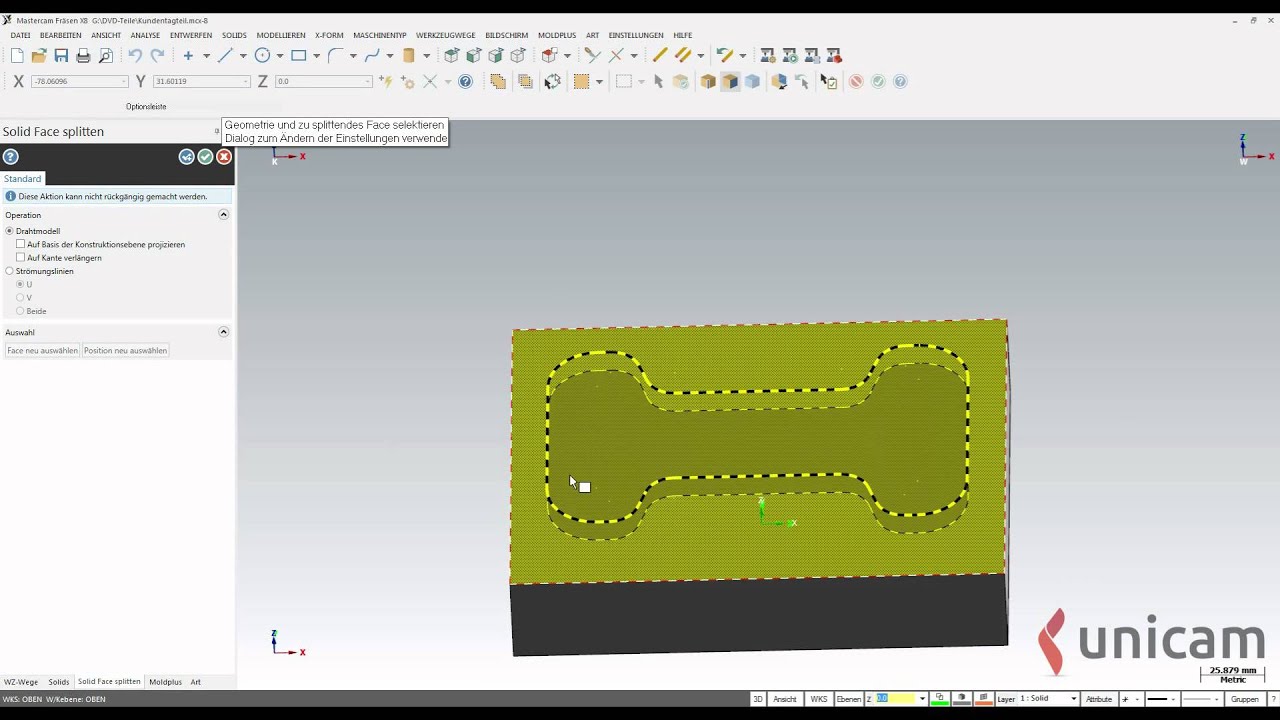 unicam Mastercam Solid modellieren