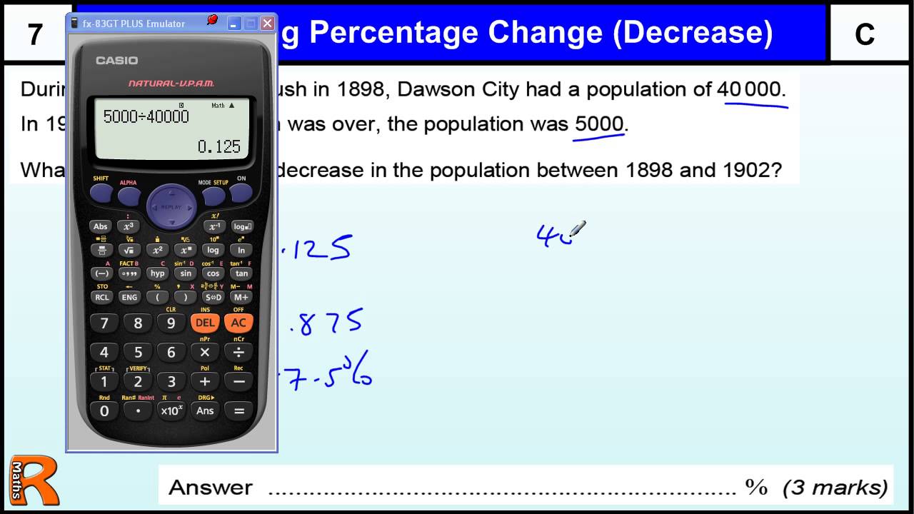 Calculating percentage Decrease GCSE Maths revision Exam paper practice & help