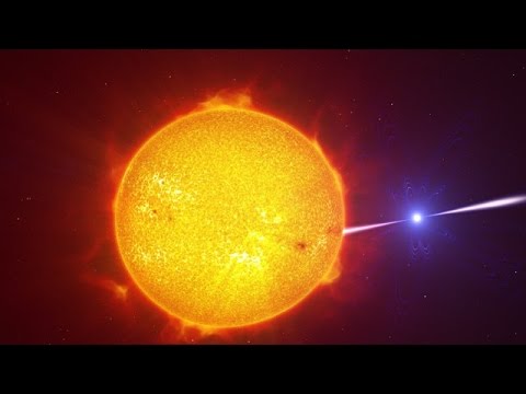 Small Dense Star Whips its Bigger Neighbor With Mysterious Electron Ray